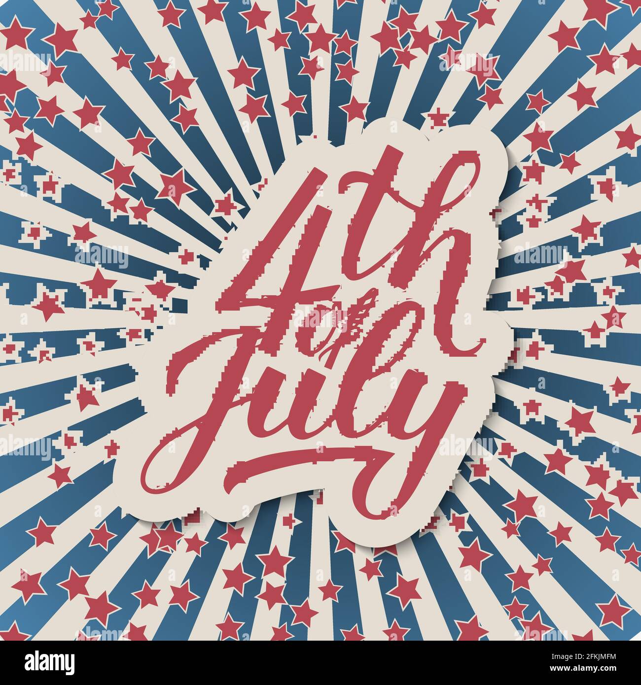 4th of July calligraphy lettering. American retro patriotic background ...