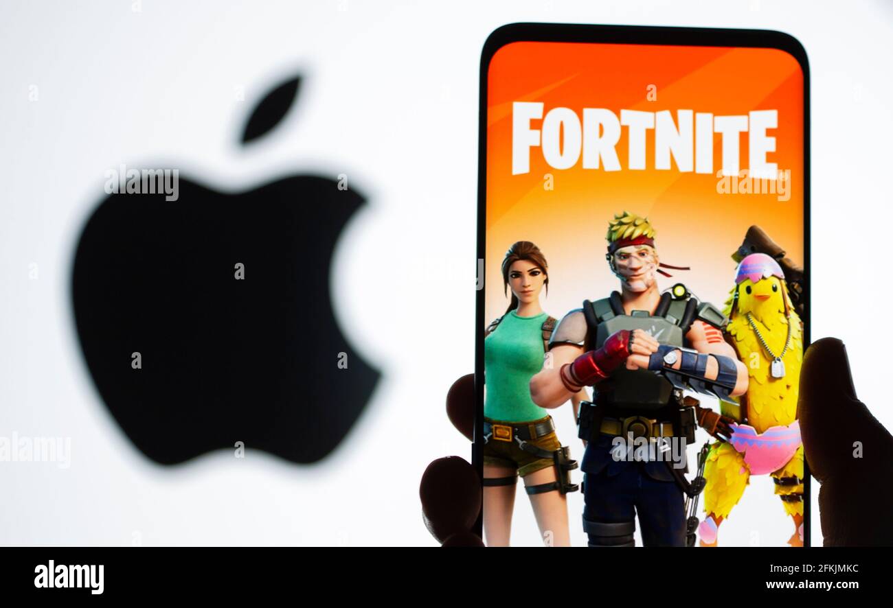Fortnite Logo And Apple Logo High Resolution Stock Photography and ...