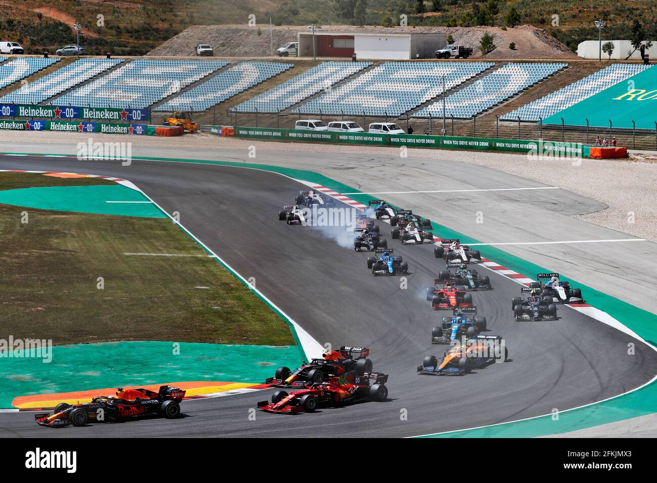 Max Verstappen (NLD) Red Bull Racing RB16B at the start of the race. 02 ...