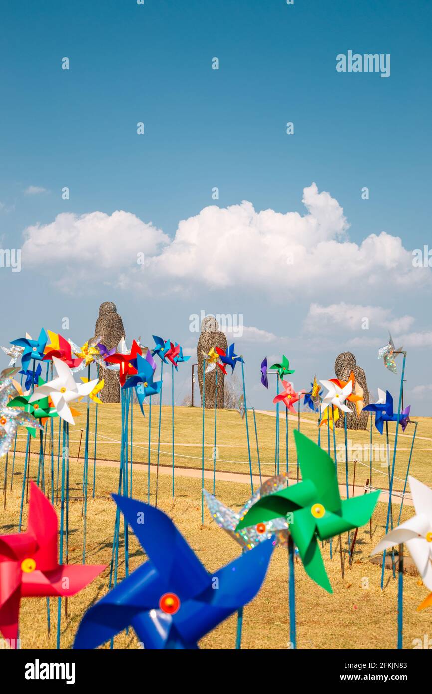 Paju, Korea - April 6, 2021 : Colorful pinwheels at Imjingak Pyeonghoa ...