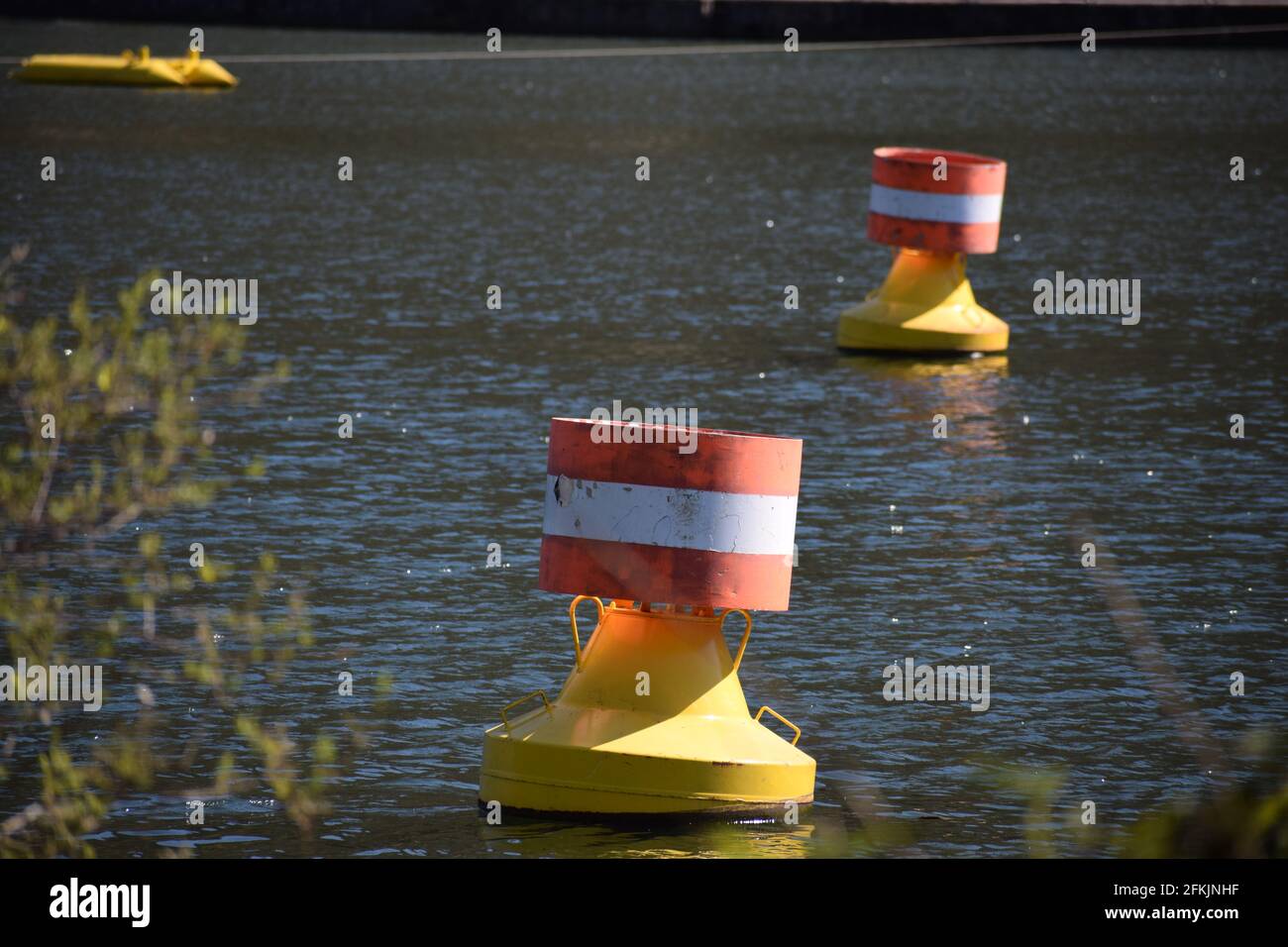floating barriers at the river lock Stock Photo - Alamy
