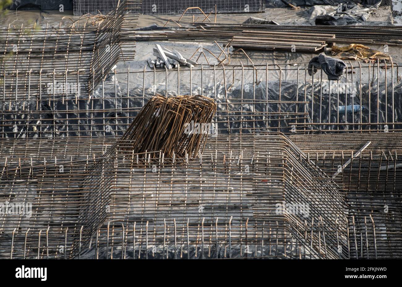 Construction Industry. Large Commercial Building Steel Reinforcement ...