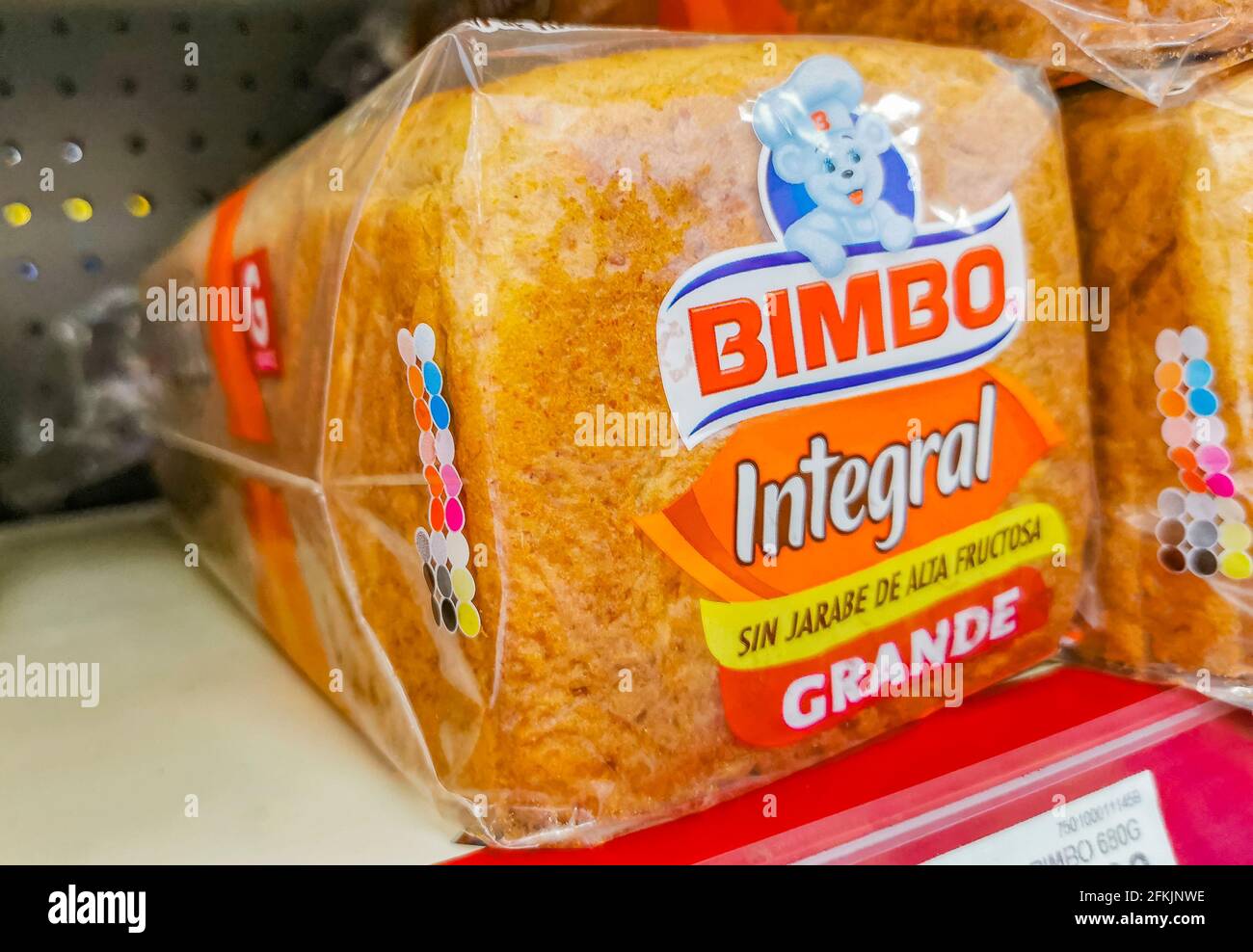 Playa del Carmen Mexico 16. April 2021 Bimbo toast Integral bread ...
