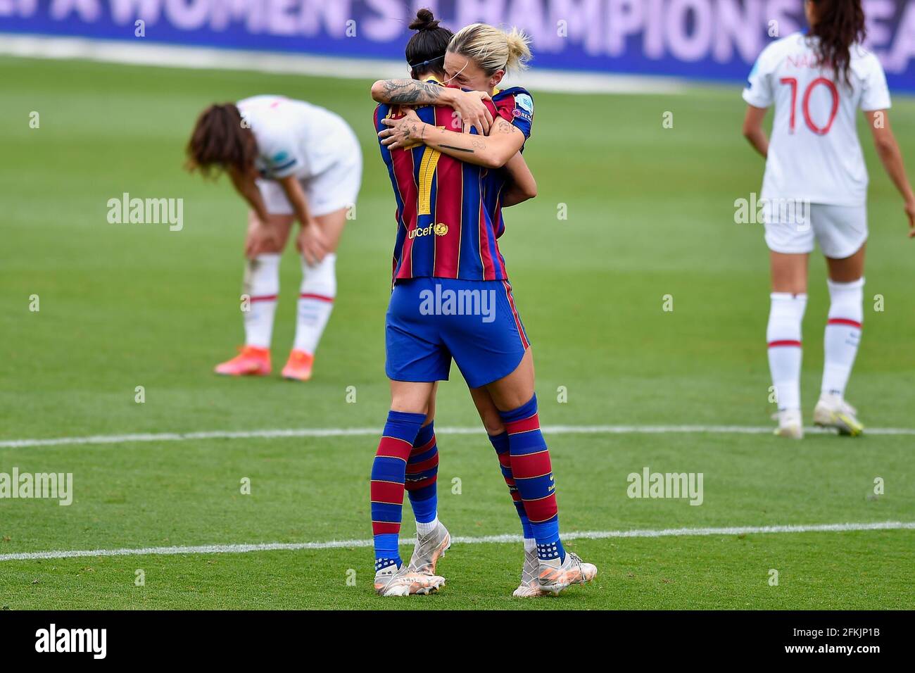 Barcelona, Spain. 2nd May, 2021. Jennifer Hermoso and Maria Leon of FC ...