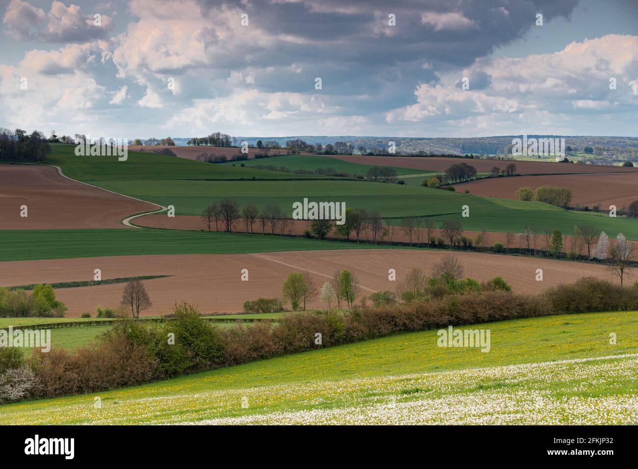 A dramatic cloudscape above the rolling hills in the South of Limburg ...