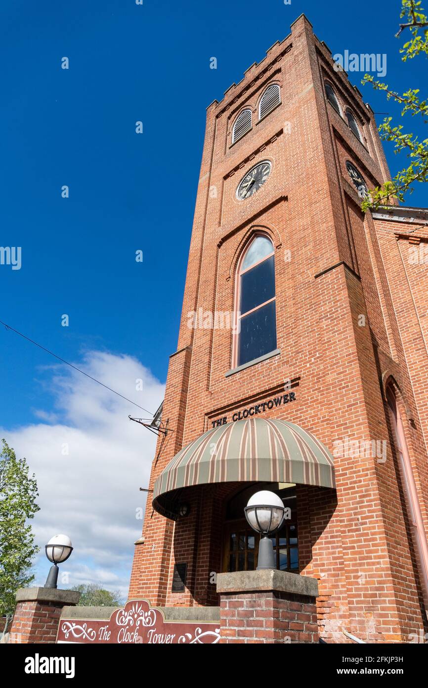 Warwick, NY-USA-May 1, 2021: Vertical view of the Clock Tower Center ...