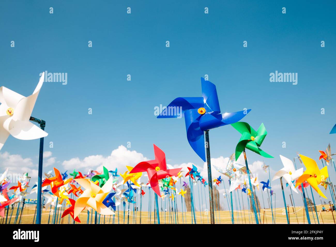 Colorful pinwheels at Imjingak Pyeonghoa-Nuri park in Paju, Korea Stock ...