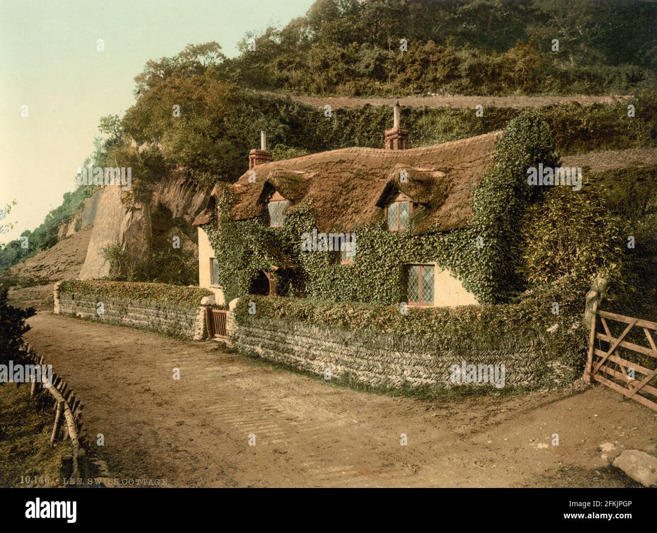 An ols cottage caleed Swiss Cottage in Lee, Devon circa 1890-1900 Stock ...