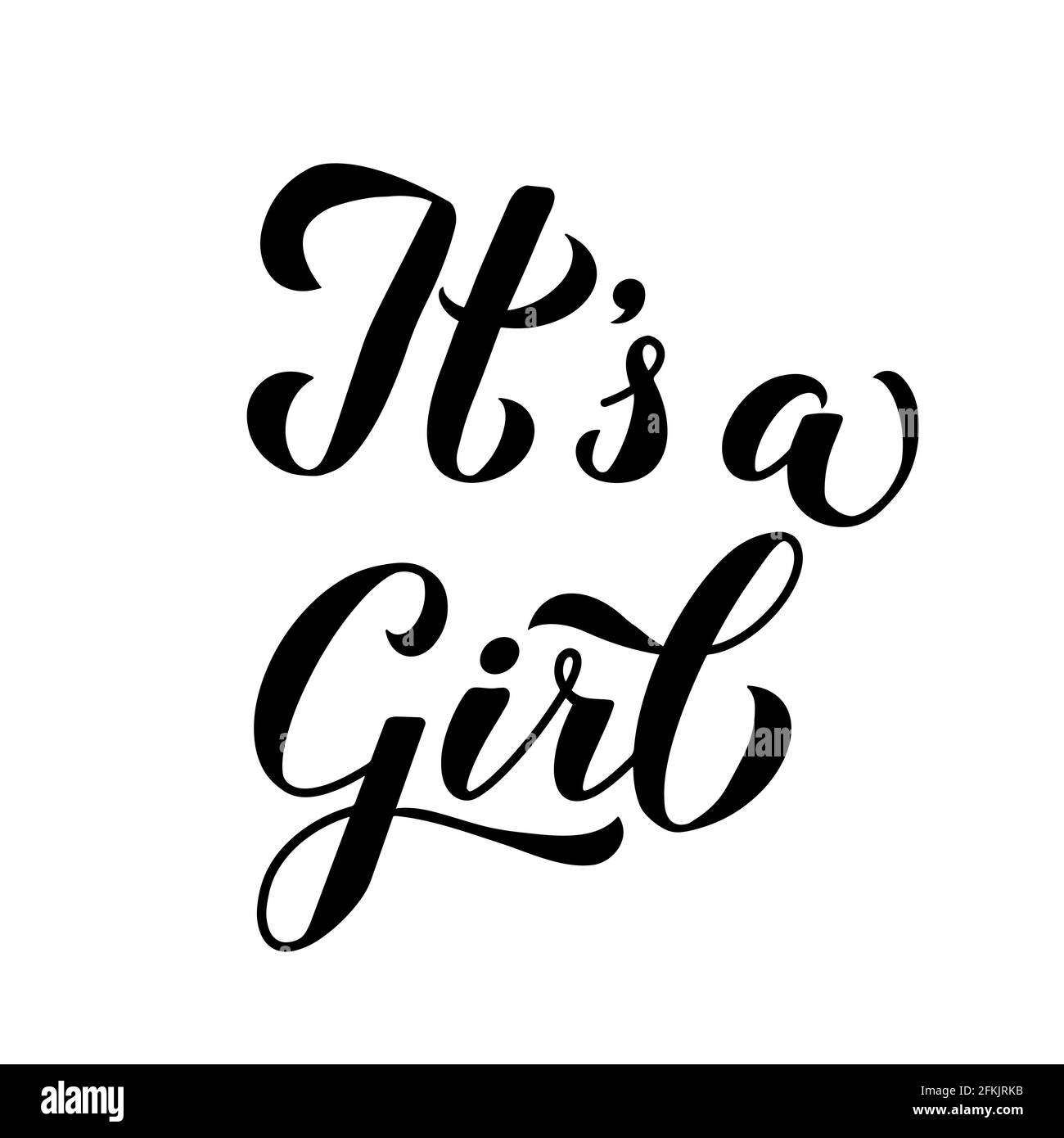 It s a girl calligraphy lettering isolated on white. Gender reveal sign ...