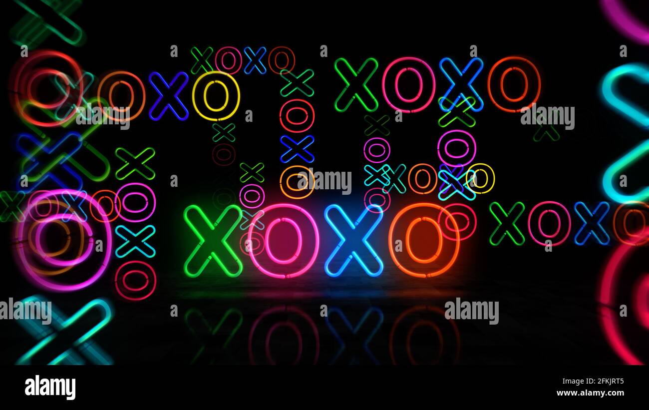XOXO symbol neon symbol. Light color bulbs with love, romantic ...