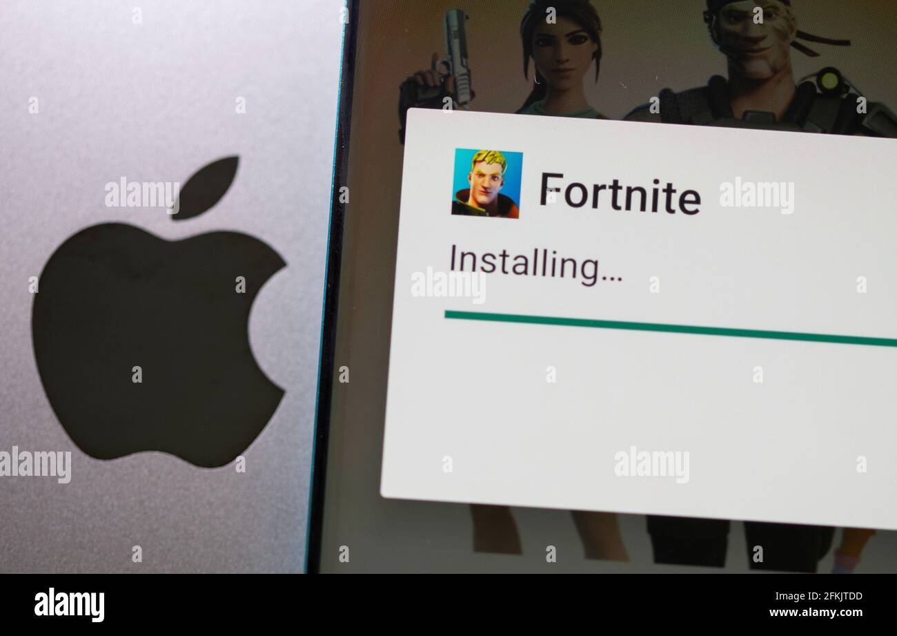 Fortnite Logo And Apple Logo High Resolution Stock Photography and ...