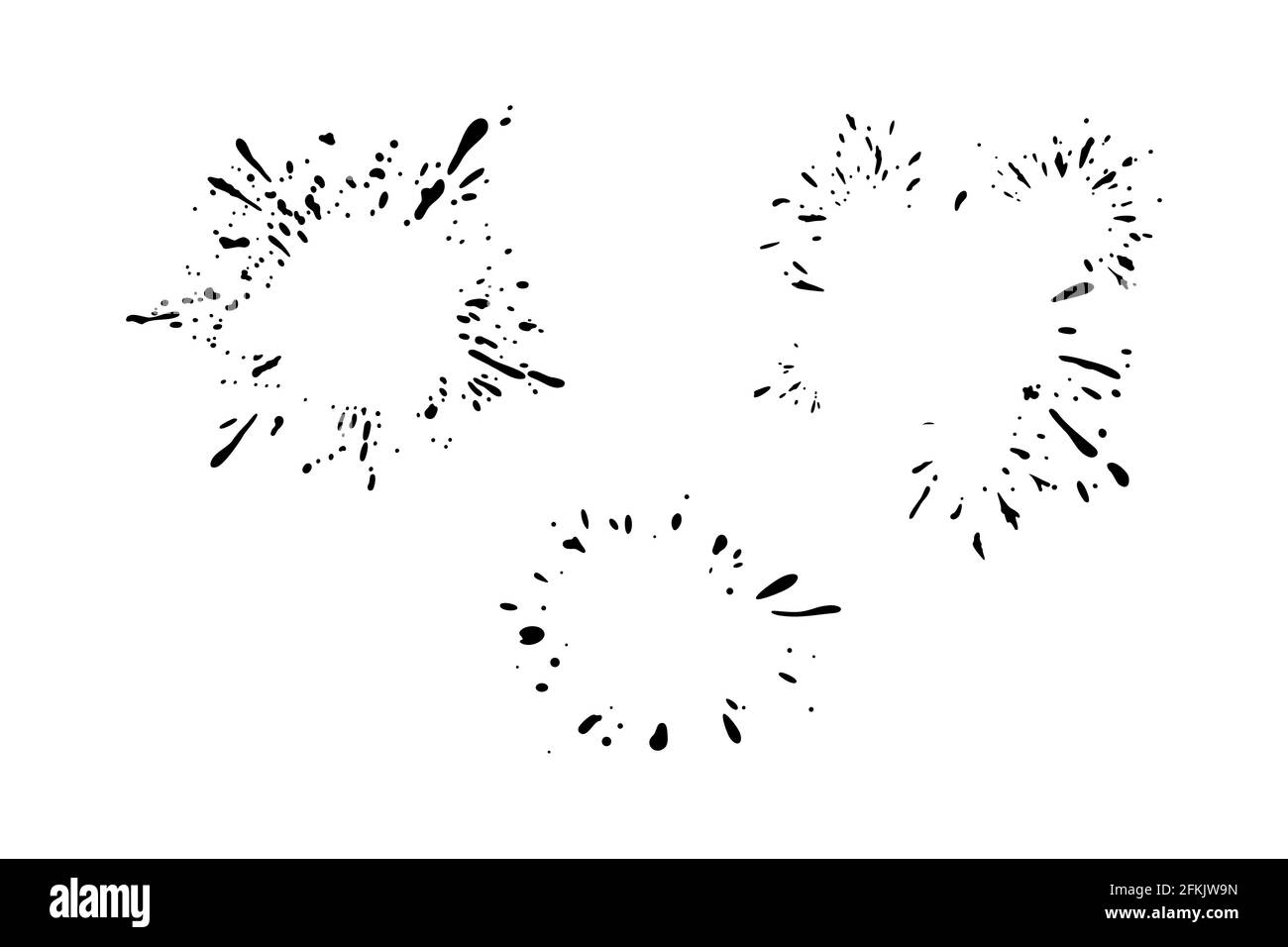 Dynamic splashing stain frames. Set of dropping stains of some liquid ...