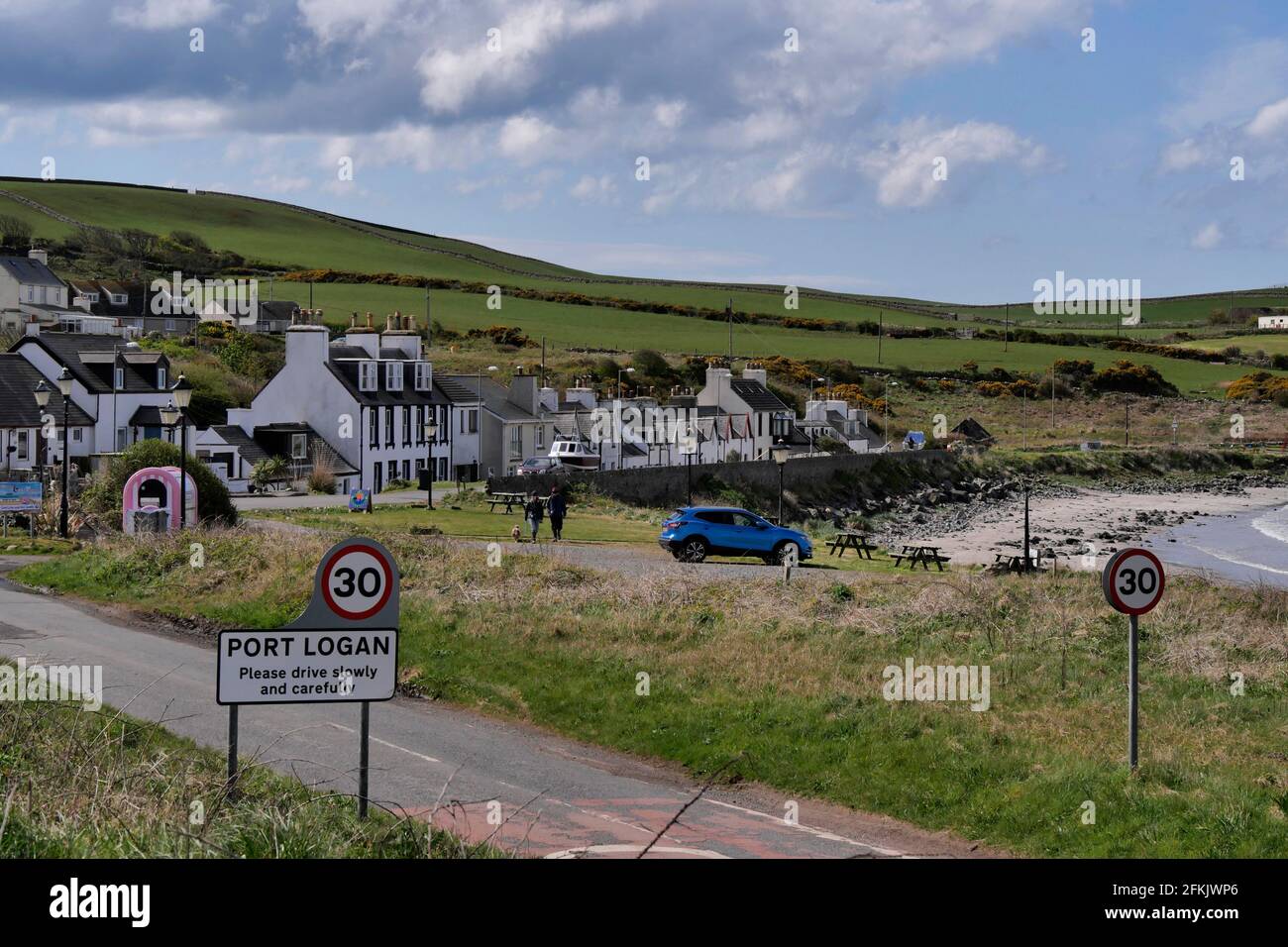 the remote coastal village of Port Logan,Mull of Galloway, Scotland,Uk ...