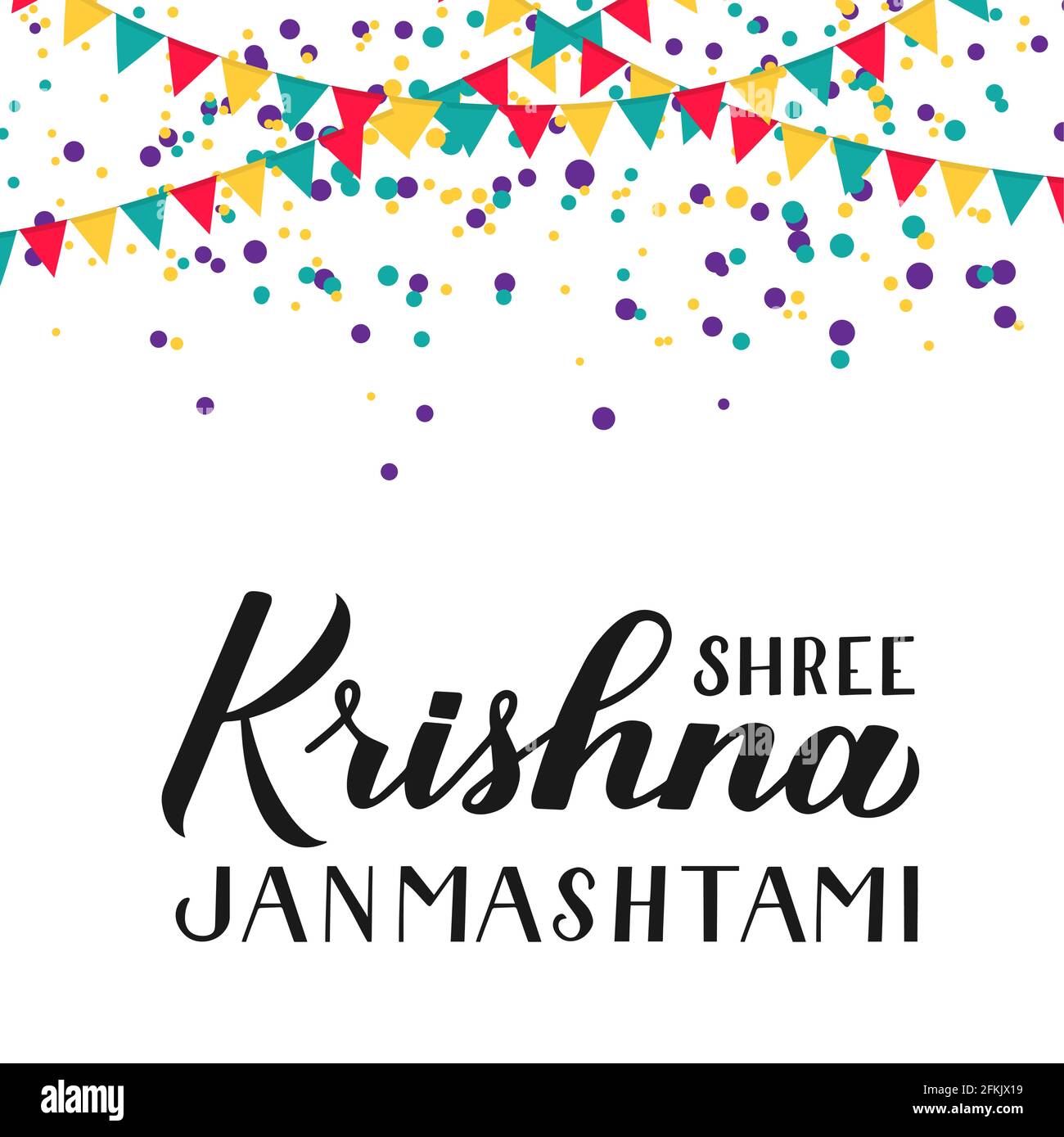 Shree Krishna Janmashtami hand lettering isolated on white. Traditional ...