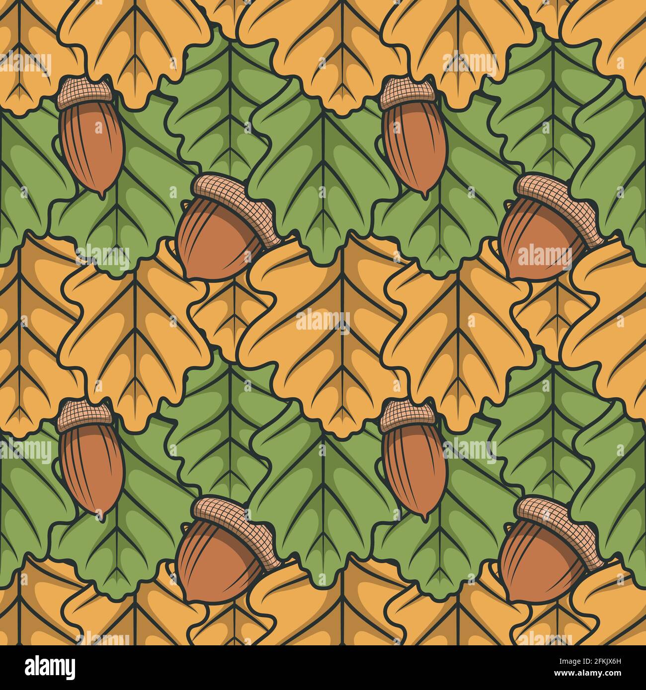 Oak tree leaves acorns Stock Vector Images - Alamy