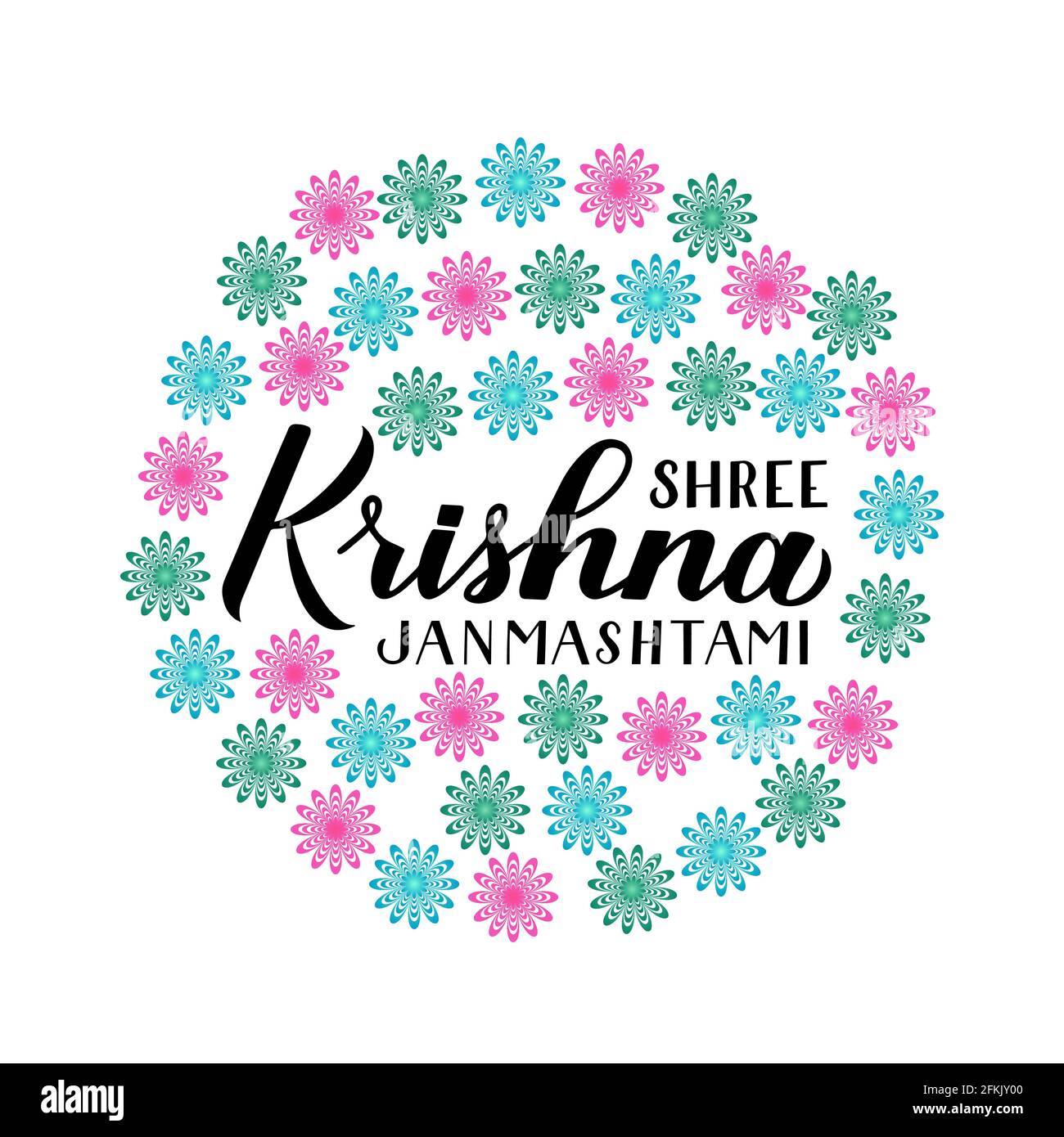 Shree Krishna Janmashtami calligraphy hand lettering. Traditional Hindu ...