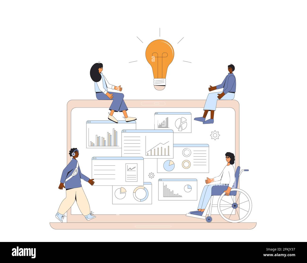 Diverse group of professionals working together on a project. Data analysts team. Coworkers ...