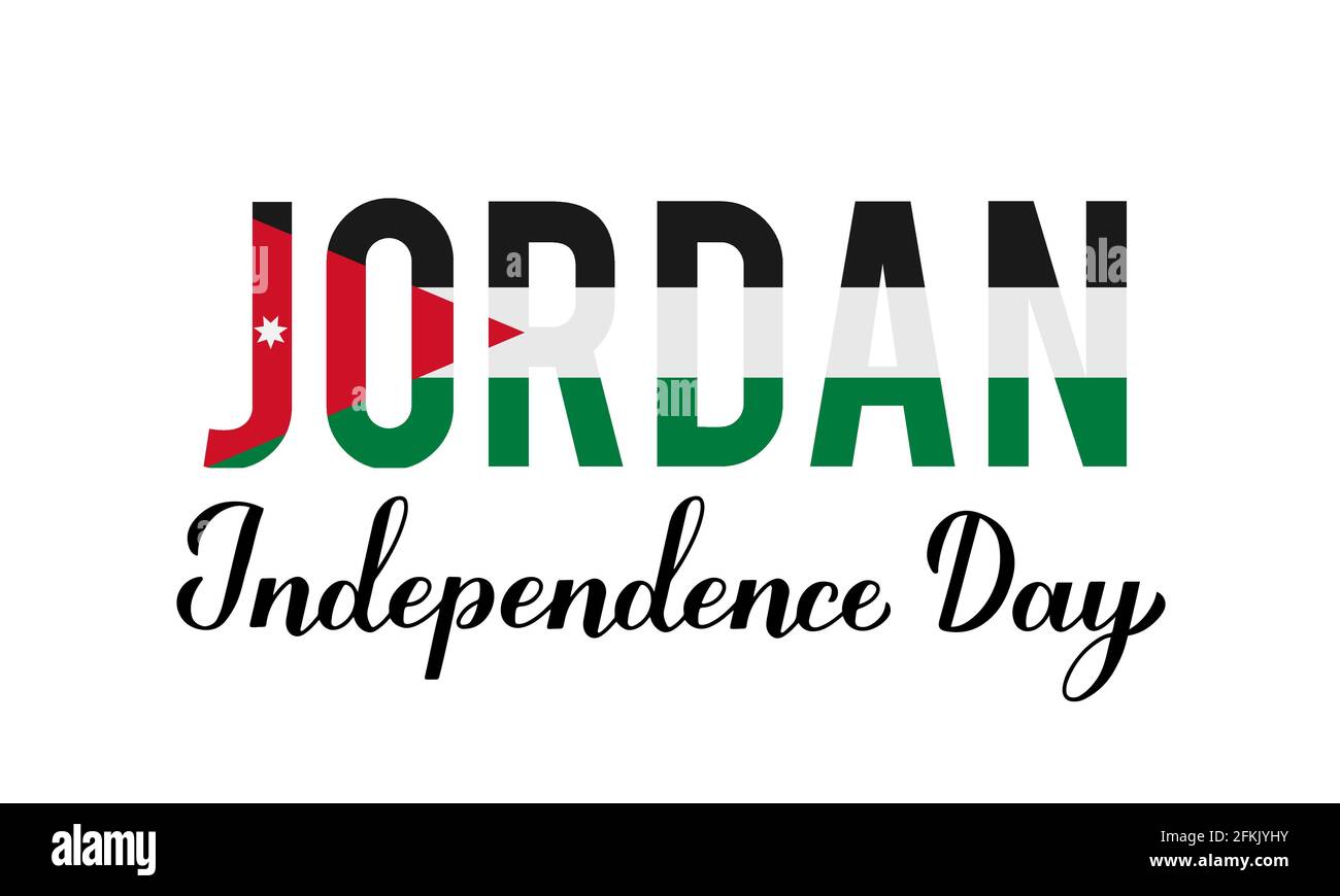 Jordan Independence Day calligraphy lettering. Jordanian Holiday ...