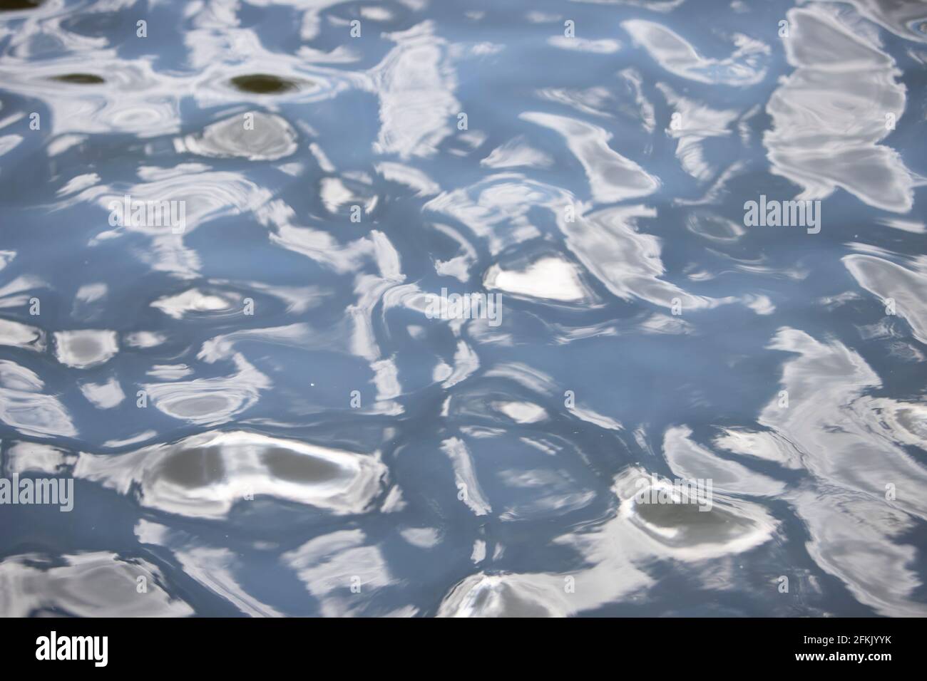 water surface with small waves as background, reflection of light in ...