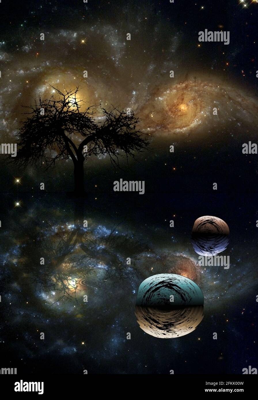 Tree in space. 3D rendering Stock Photo - Alamy