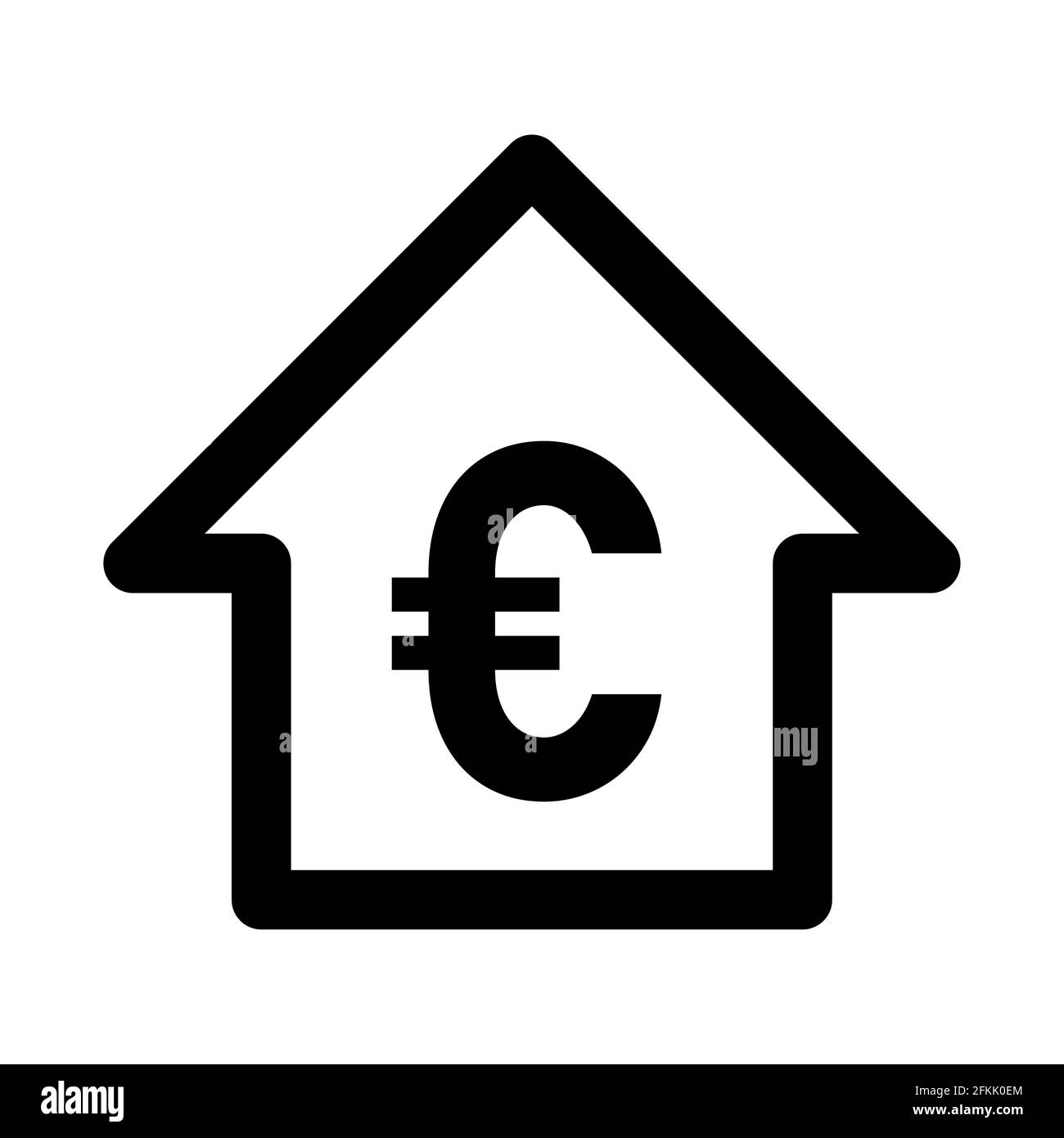 House Symbol with a Euro Currency Sign Flat Icon. Vector Image Stock ...