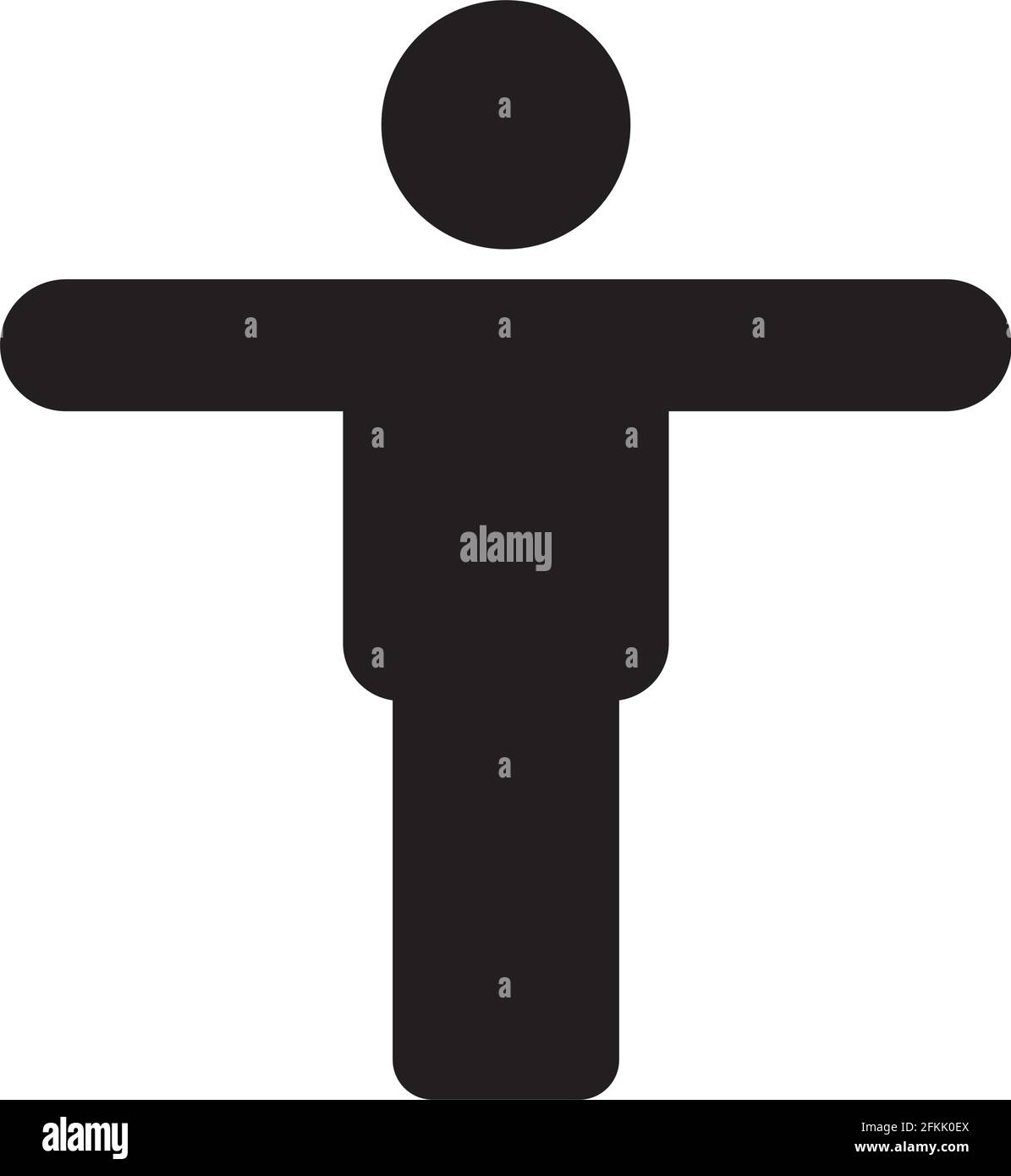 Person icon vector male symbol with open hands in flat color glyph ...