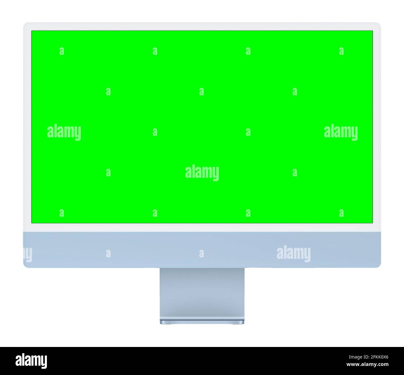 High-res unbranded desktop computer pack with green screen area - blue ...