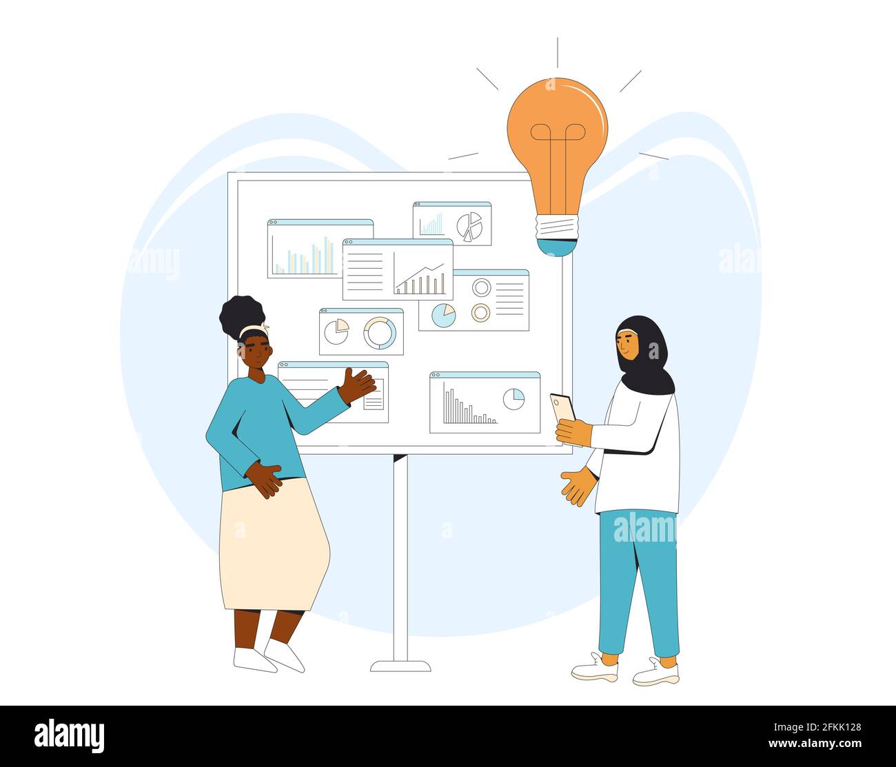 Presentation. Two professional women working together on a project ...