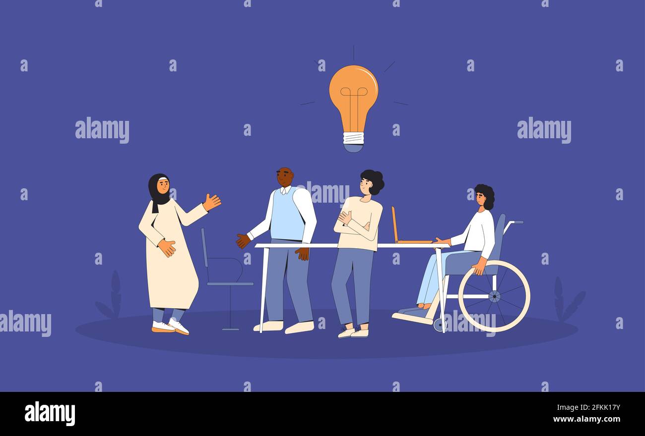 Brainstorming business meeting. Diverse group of professionals working together on a project ...