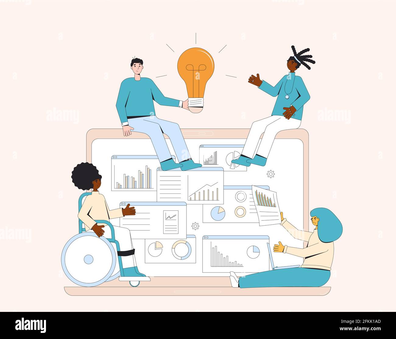 Diverse group of professionals working together on a project. Data ...