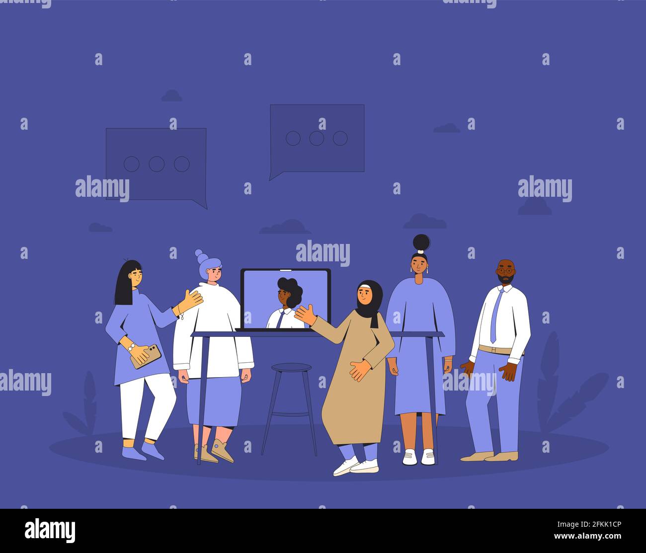 Business meeting. Diverse group of professionals working together on a project. Remote teamwork ...