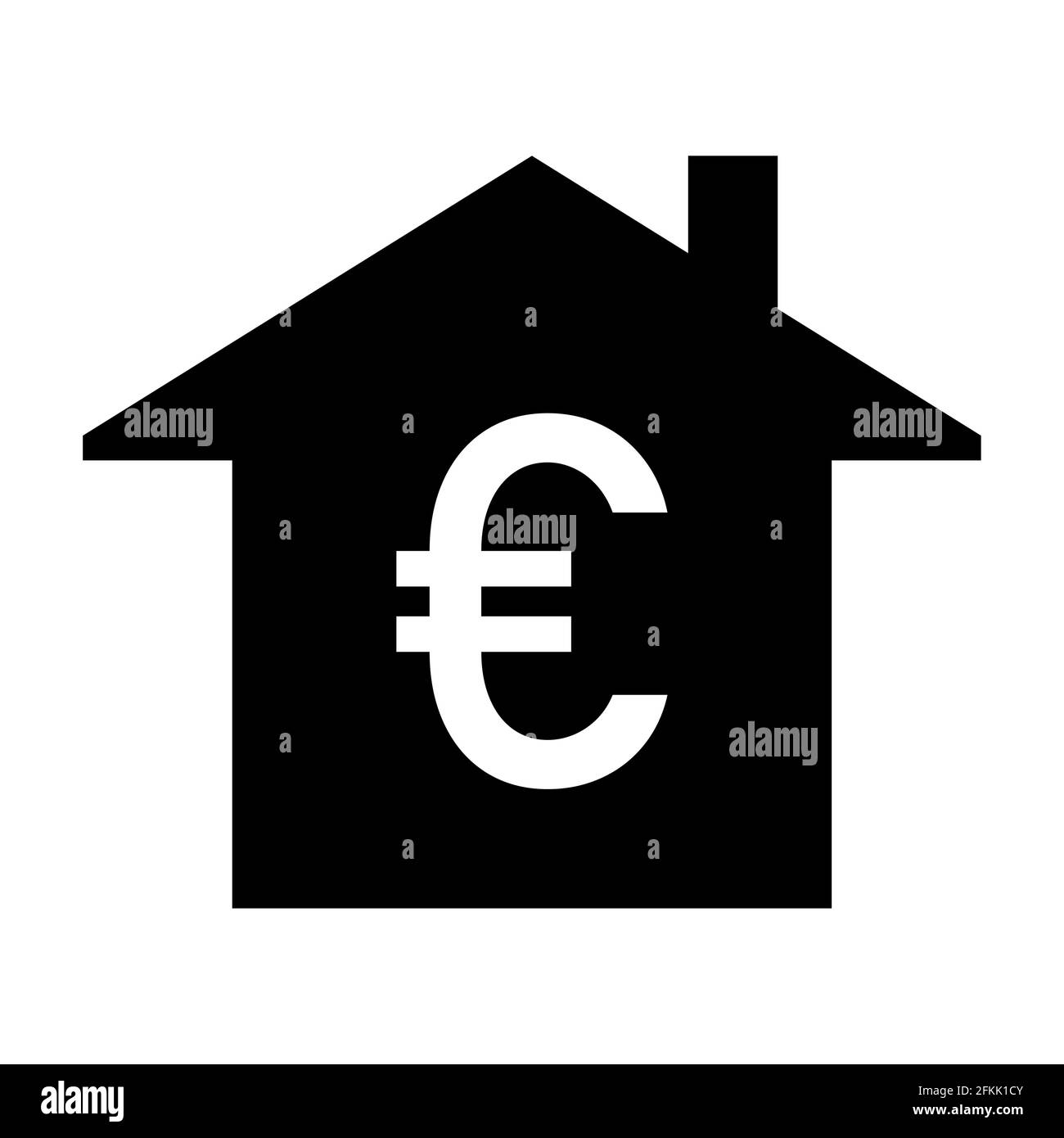 House Symbol with a Euro Currency Sign Flat Icon. Vector Image Stock ...