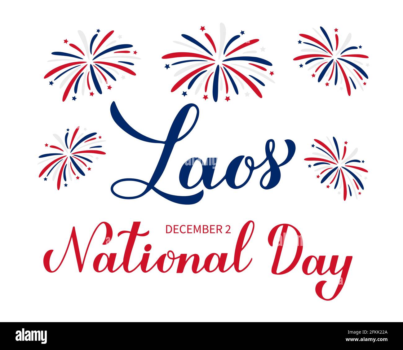 Laos National Day calligraphy hand lettering. Holiday celebrate on ...