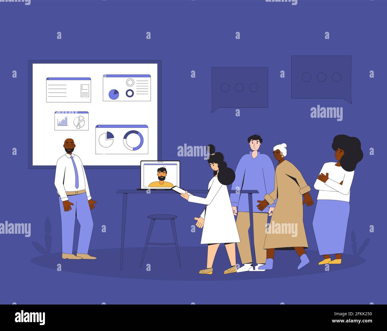 Presentation. Diverse group of professionals working together on a project. teamwork people ...