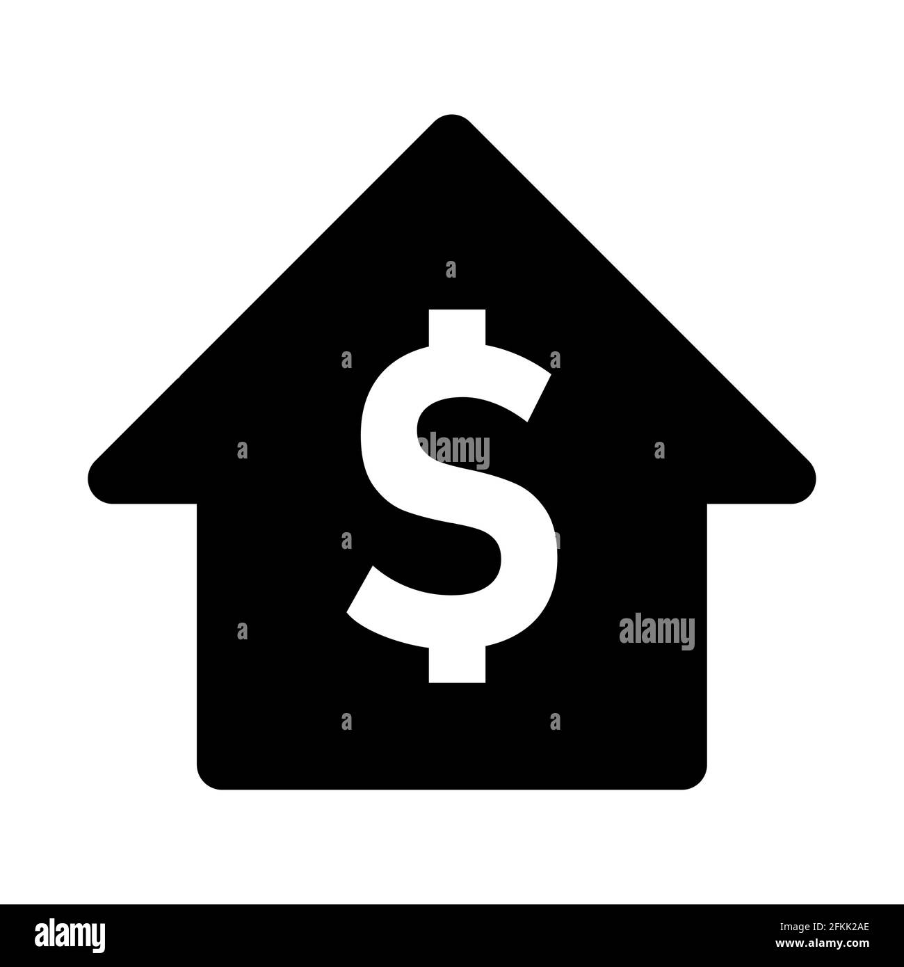 House Symbol with a US Dollar Currency Sign Flat Icon. Vector Image ...
