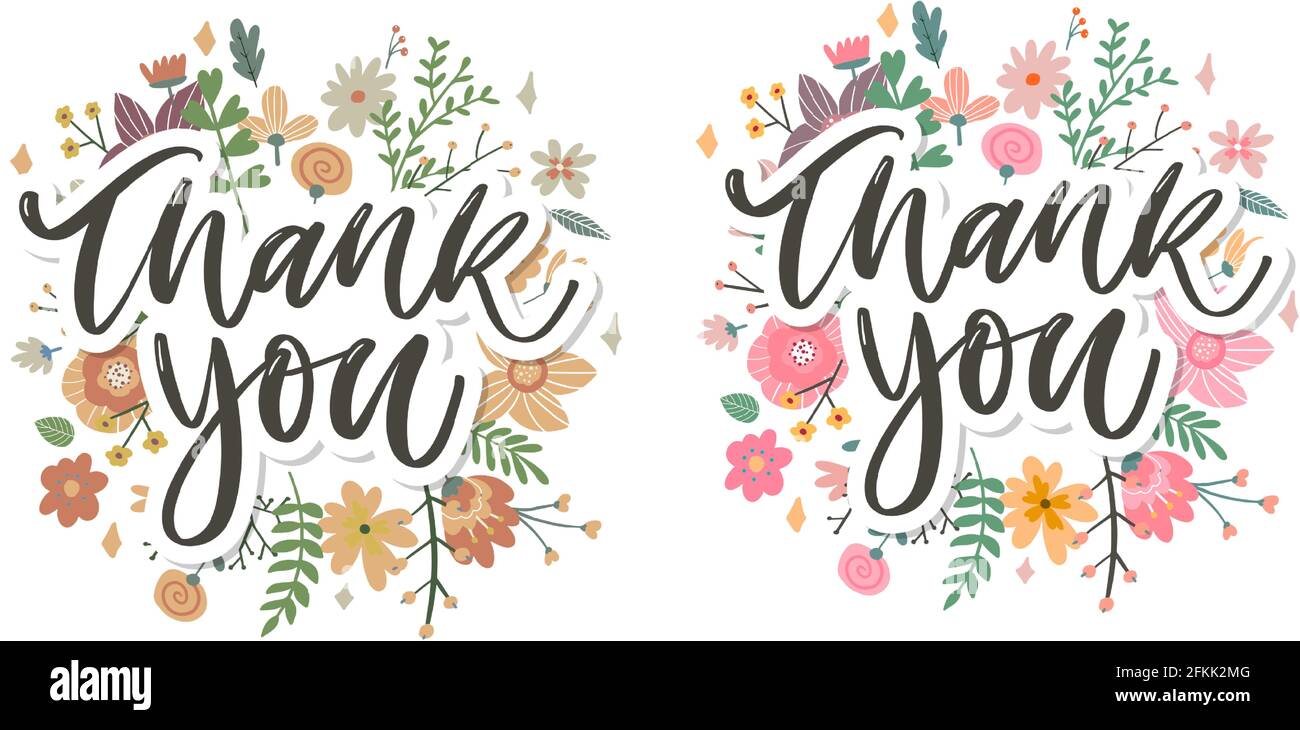 Cute Thank You Script Card Stock Vector Image & Art - Alamy