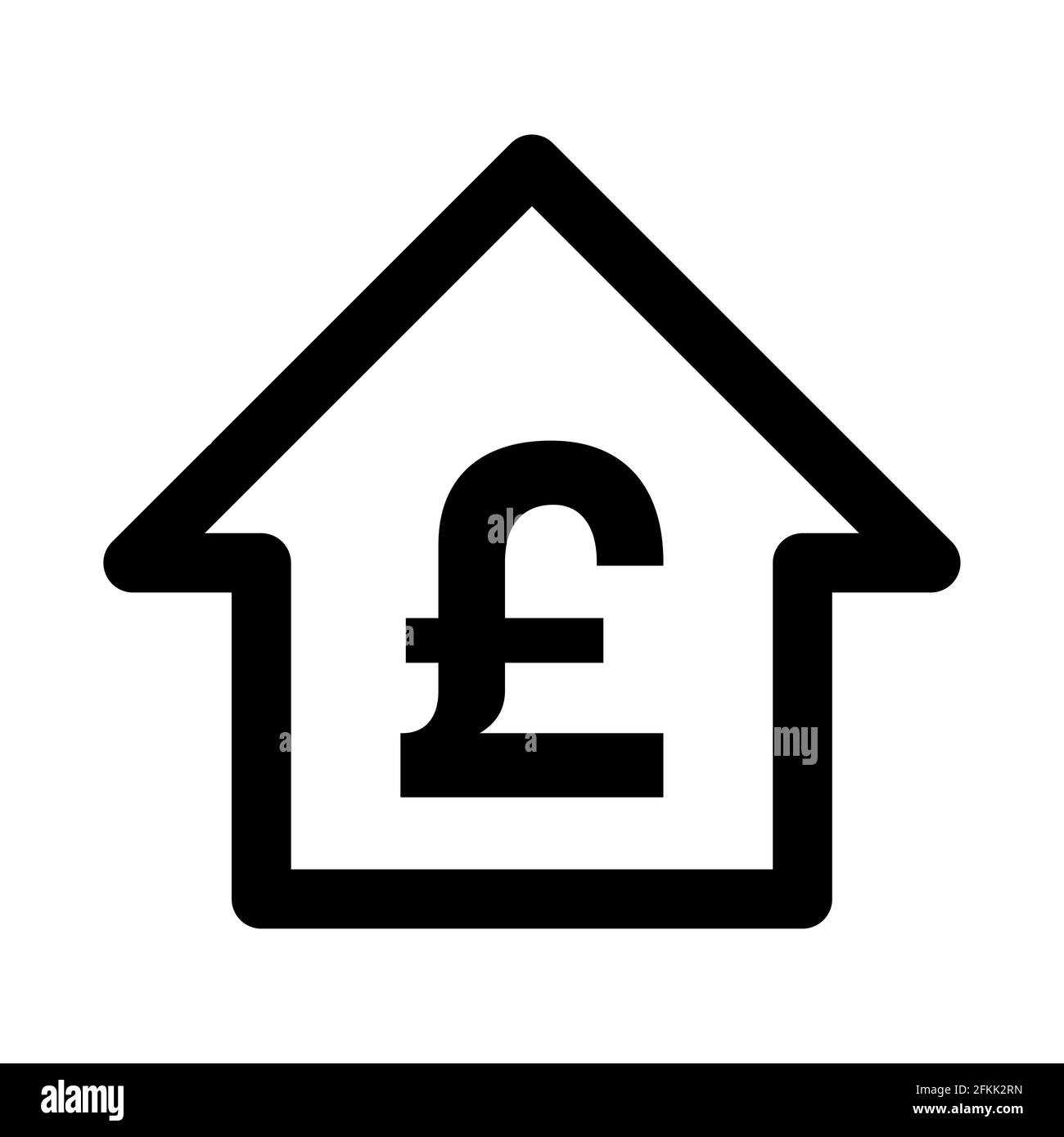 House Symbol with a Pound Sterling Currency Sign Flat Icon. Vector ...