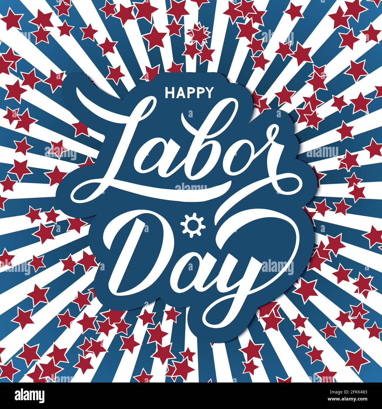 Happy Labor Day calligraphy lettering on patriotic background in colors ...