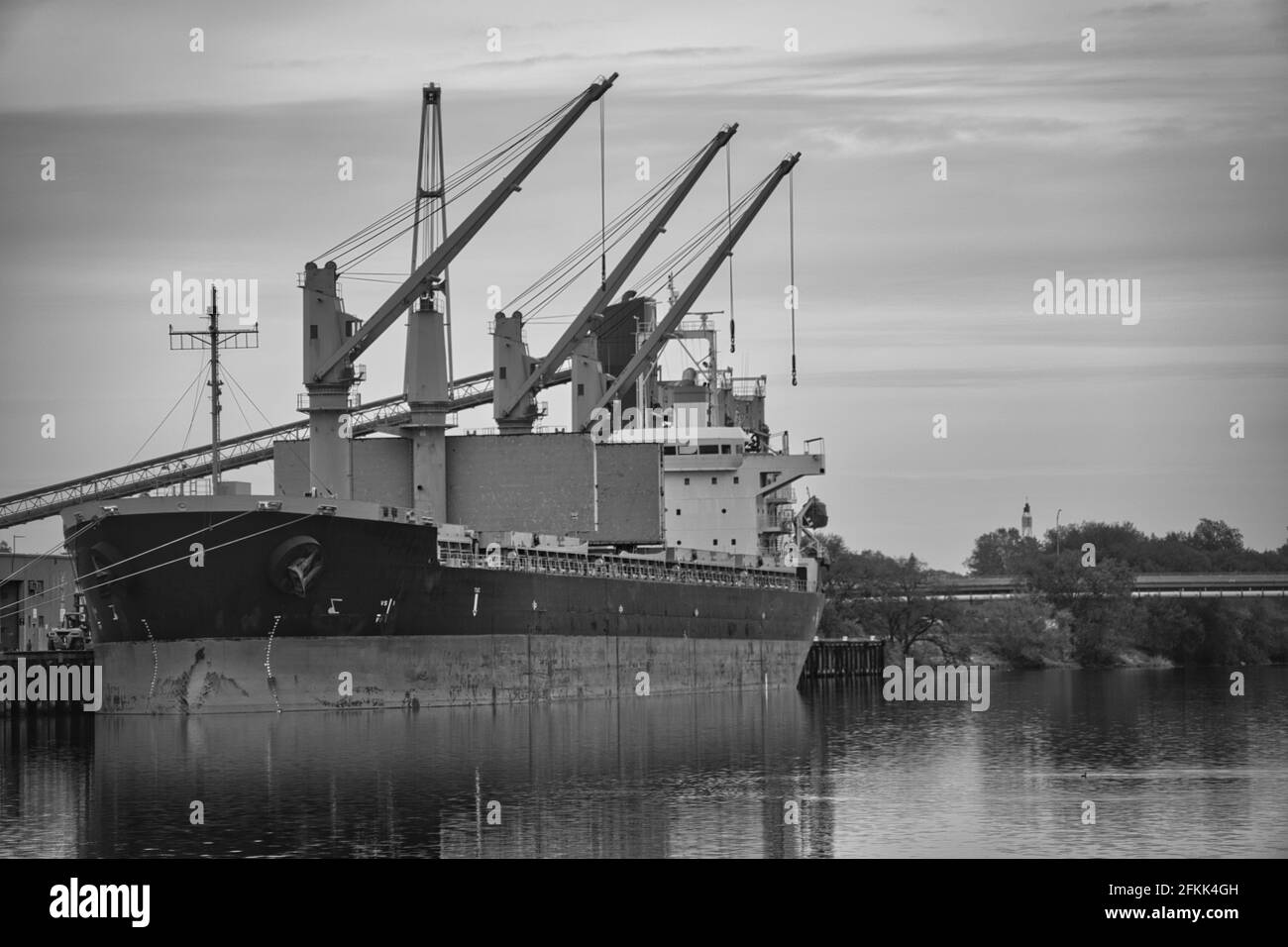 A grayscale of an industrial ship Stock Photo - Alamy