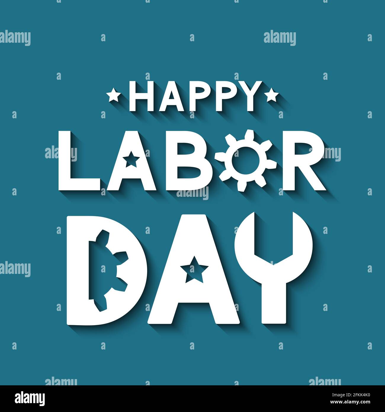Happy Labor Day lettering on blue background. Easy to edit vector ...