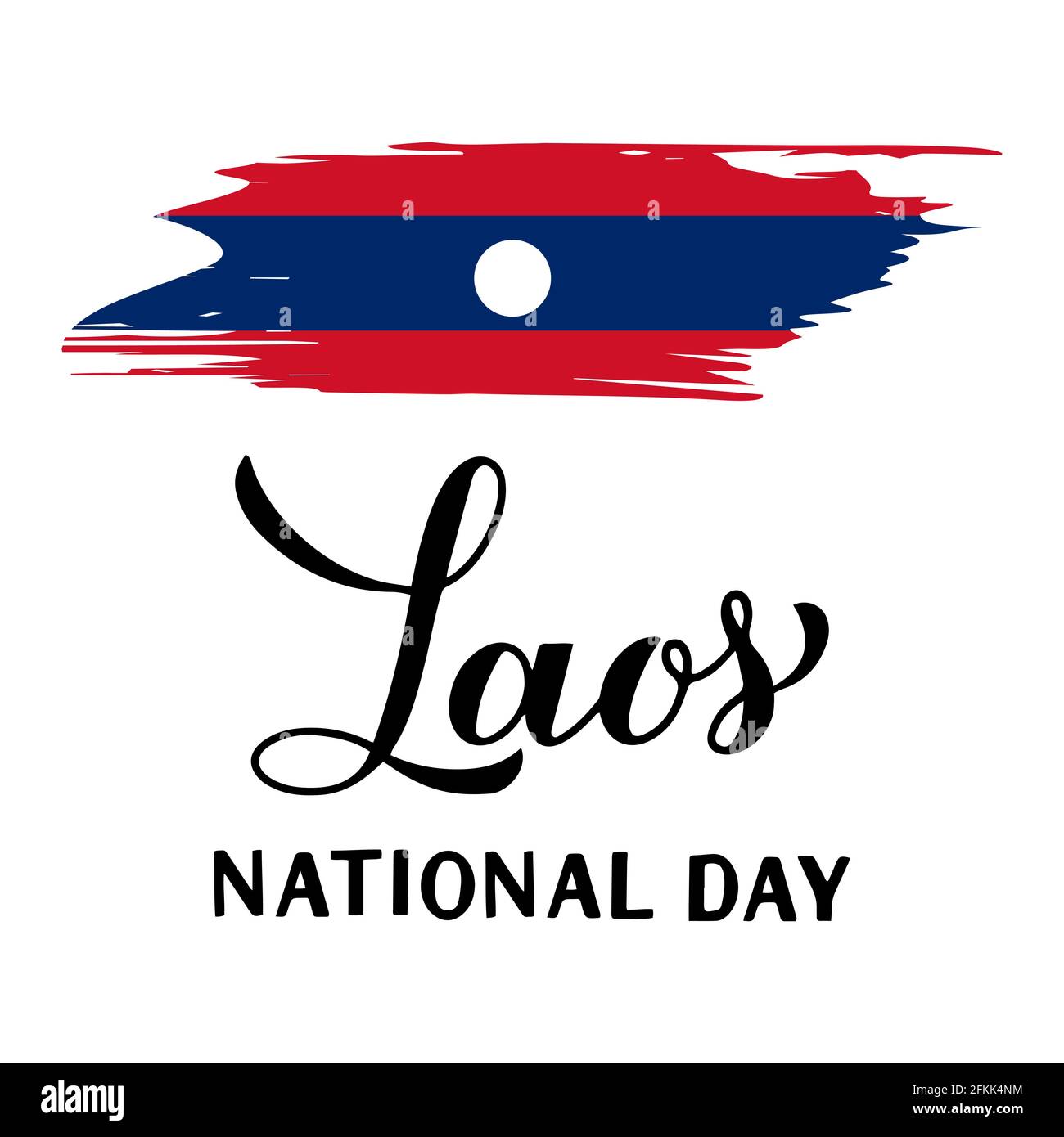 Laos National Day calligraphy hand lettering with flag. Holiday ...
