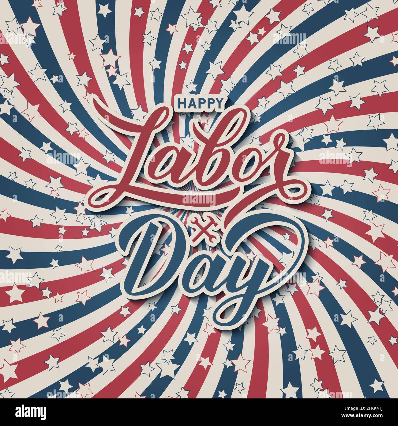 Happy Labor Day calligraphy lettering on retro patriotic background in ...