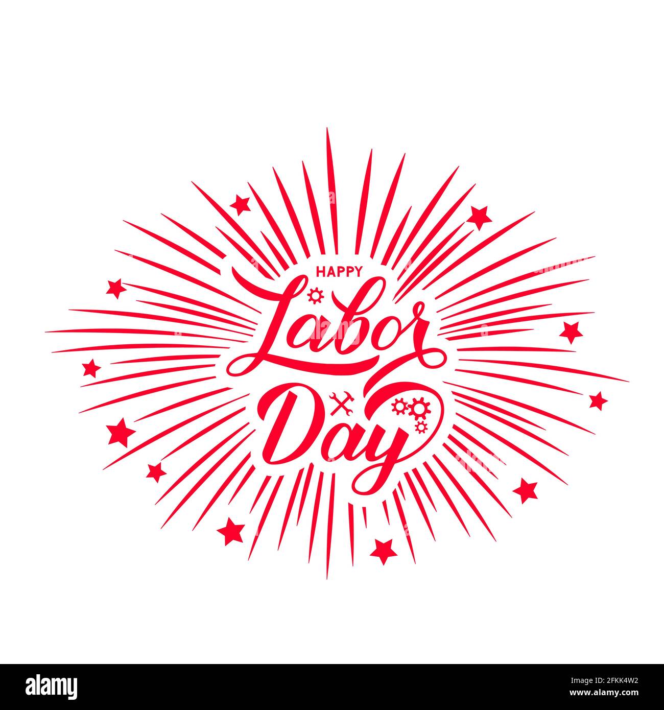 Happy Labor Day calligraphy hand lettering with fireworks. Easy to edit ...