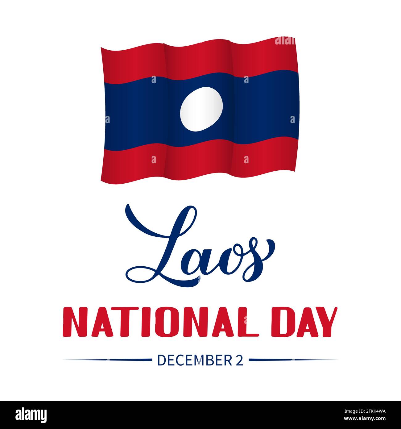 Laos National Day calligraphy hand lettering with flag. Holiday ...