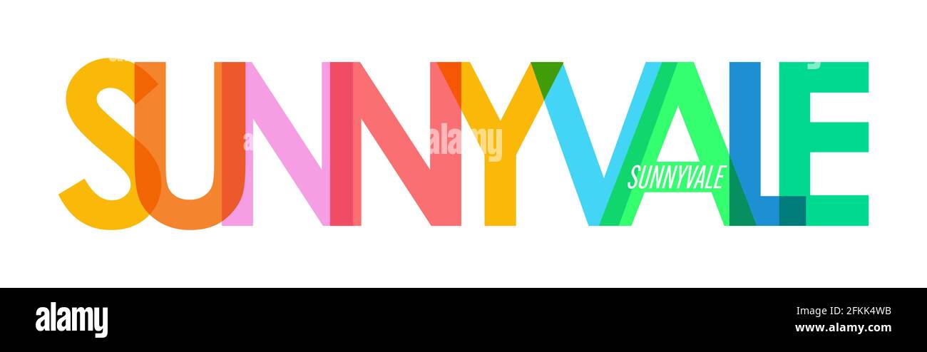 SUNNYVALE. The name of the city on a white background. Vector design ...