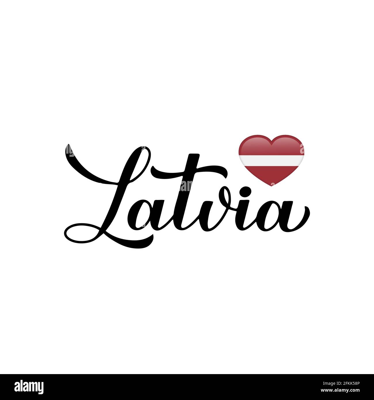 Latvia calligraphy hand lettering isolated on white. Latvian flag in ...