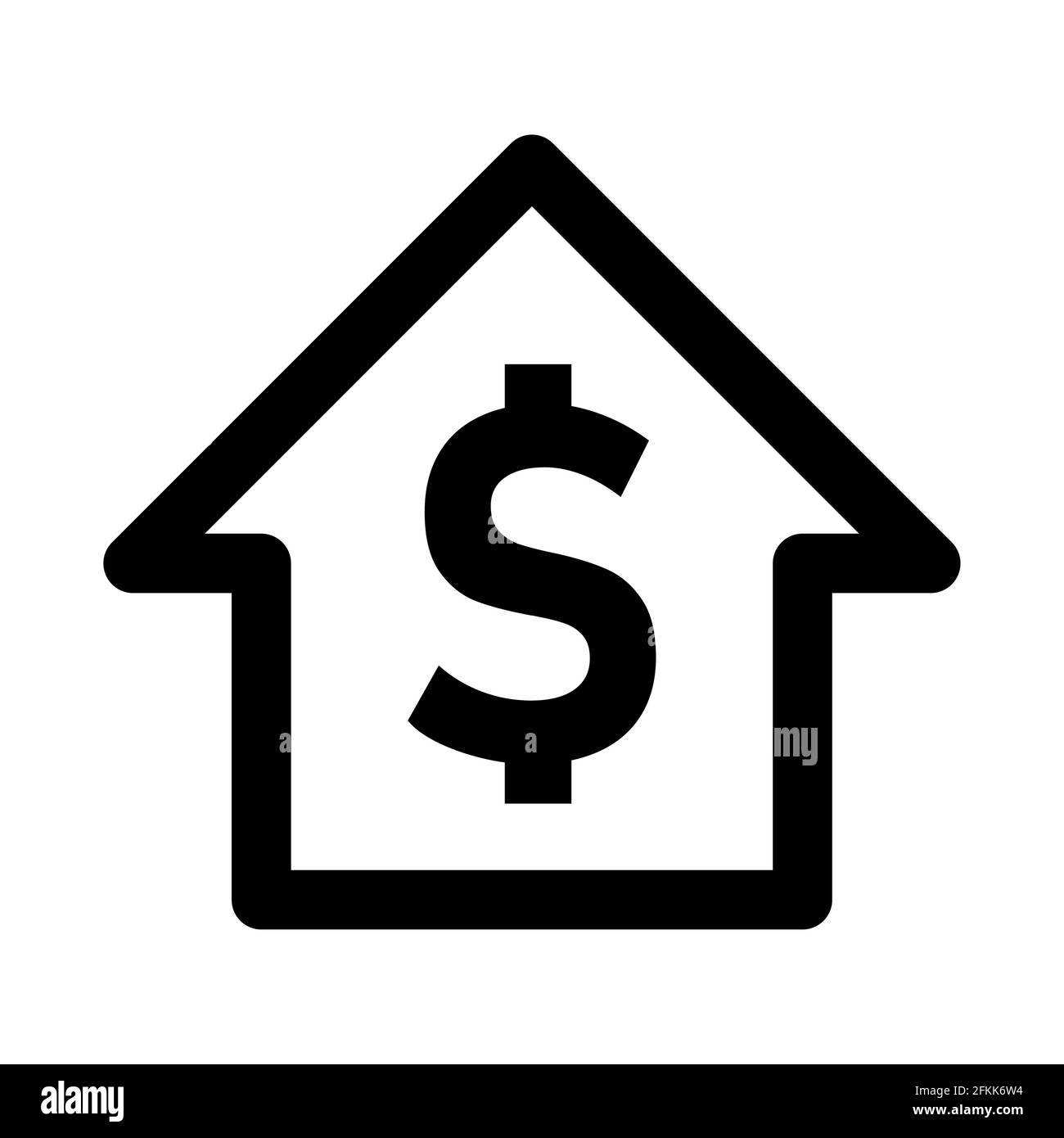 House Symbol with a US Dollar Currency Sign Flat Icon. Vector Image ...