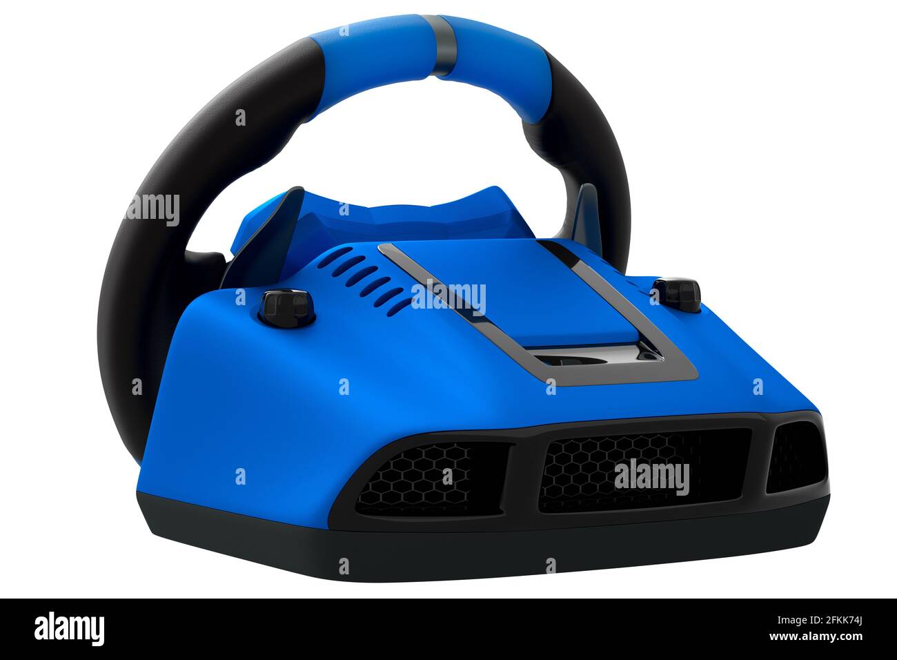 Realistic leather steering wheel isolated on a white background back ...