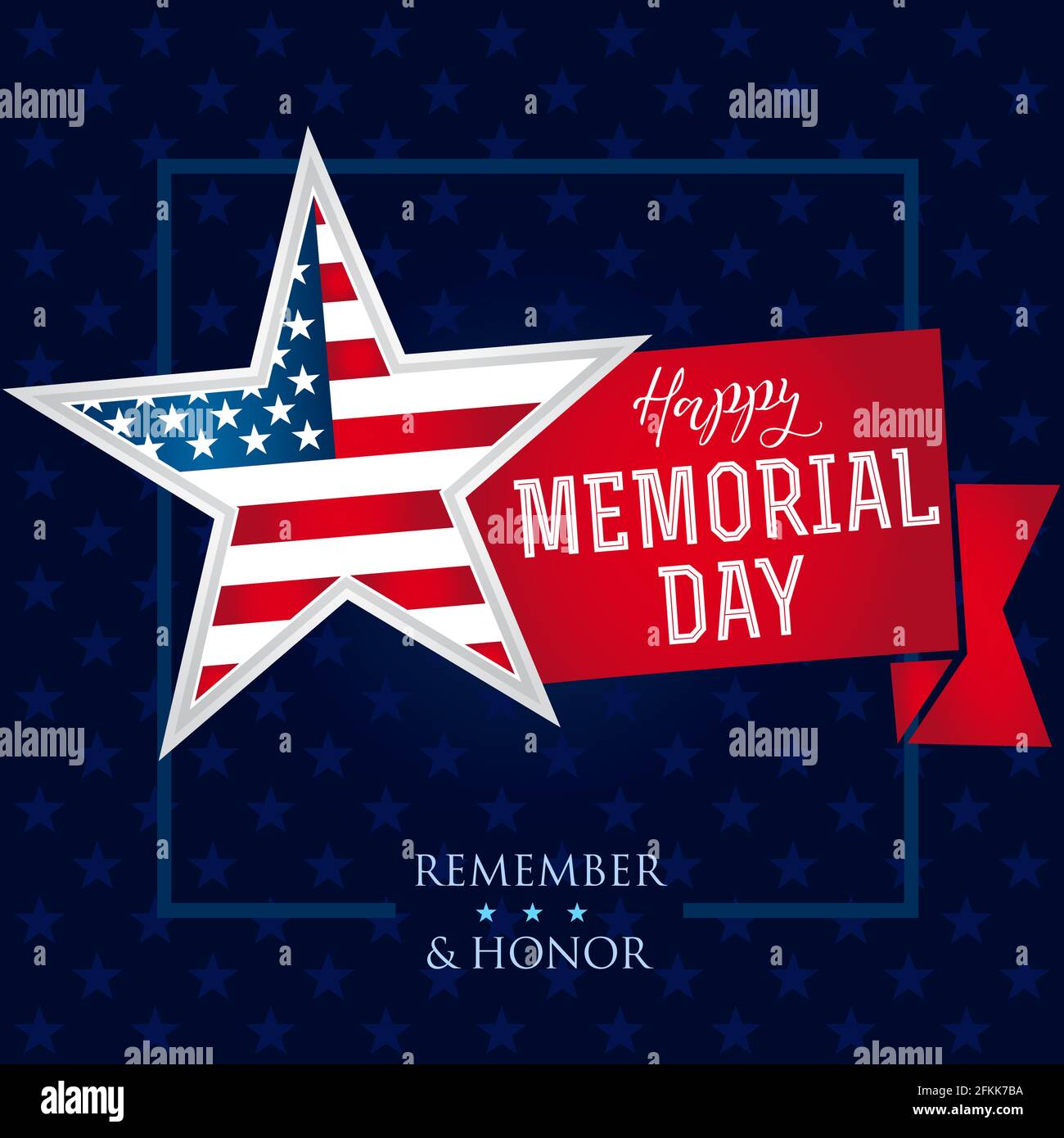 Happy Memorial Day USA square banner. Isolated abstract graphic design ...