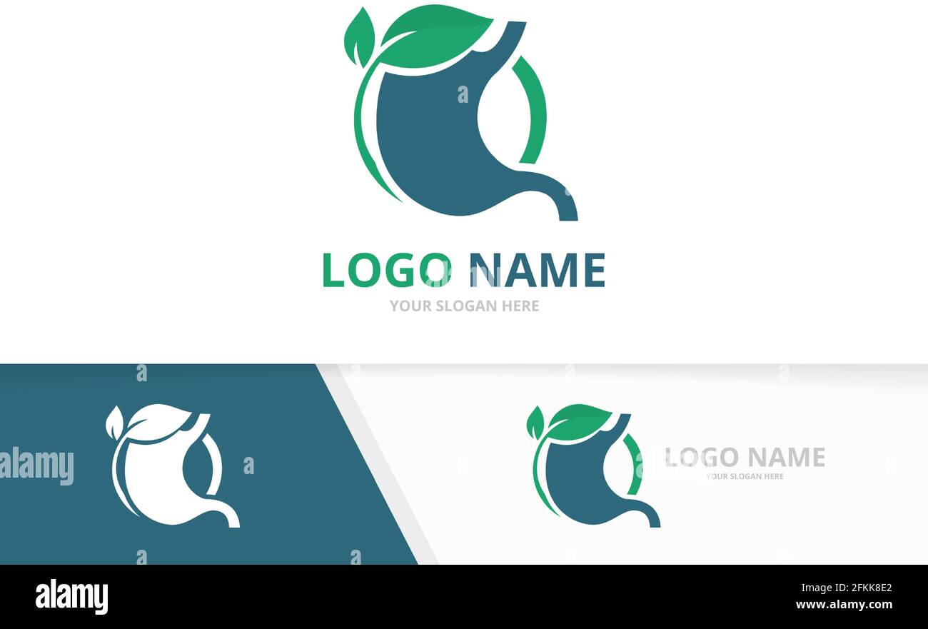 Business stomach and leaves logo combination. Premium gastrointestinal ...